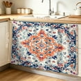 Boho Orange Blue Cabinet Curtain 28"W x 51"L, Ethnic Vintage Geometric ...