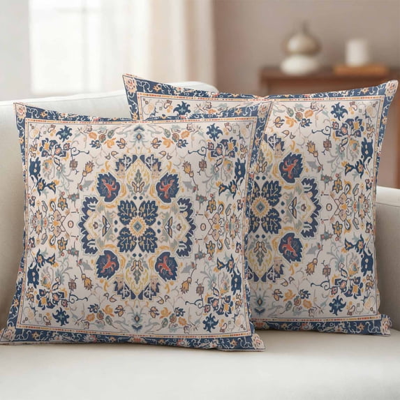 Boho Orange Blue Outdoor Waterproof Throw Pillow Covers 20x20 Set of 2 ...