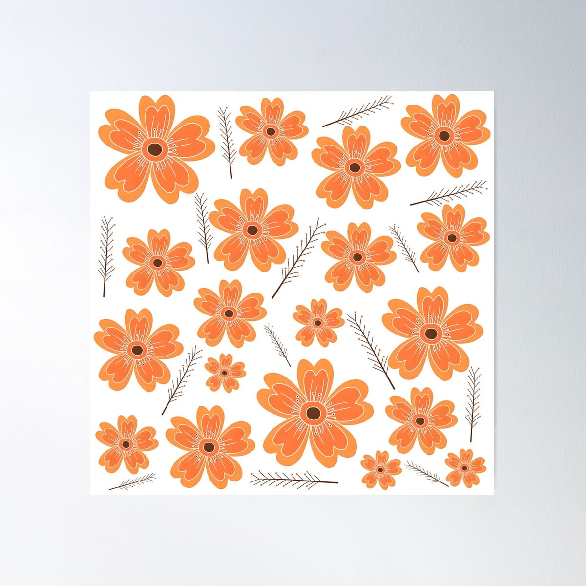 Boho Orange Floral Pattern | Stylish And Trendy Decorative Flower ...