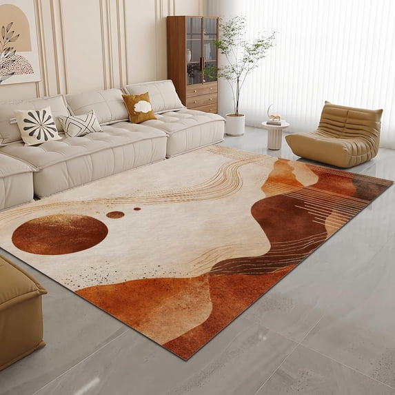 Boho Orange Sun Mountain Area Rug,Retro Art Non Slip Easy Care Bedroom ...