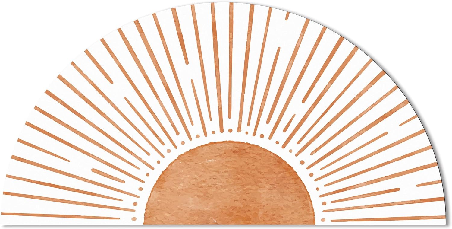 Boho Orange Sun Sunrise Sunshine Half Round Door Mat Bath Mat Bohemian ...