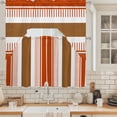 Boho Orange Swag Curtains Valance and Tier Set, and Brown Striped ...