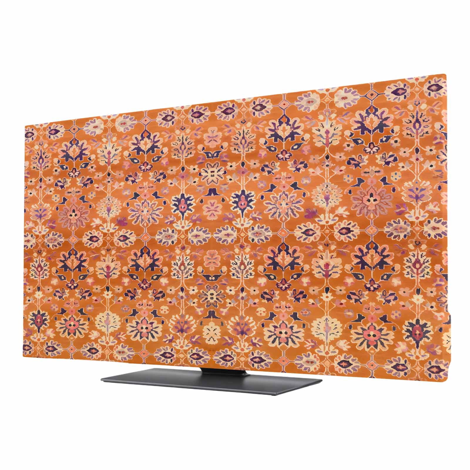 Boho Orange TV Cover for 85 Inch Screen,Stretch Fabric Dustproof TV ...