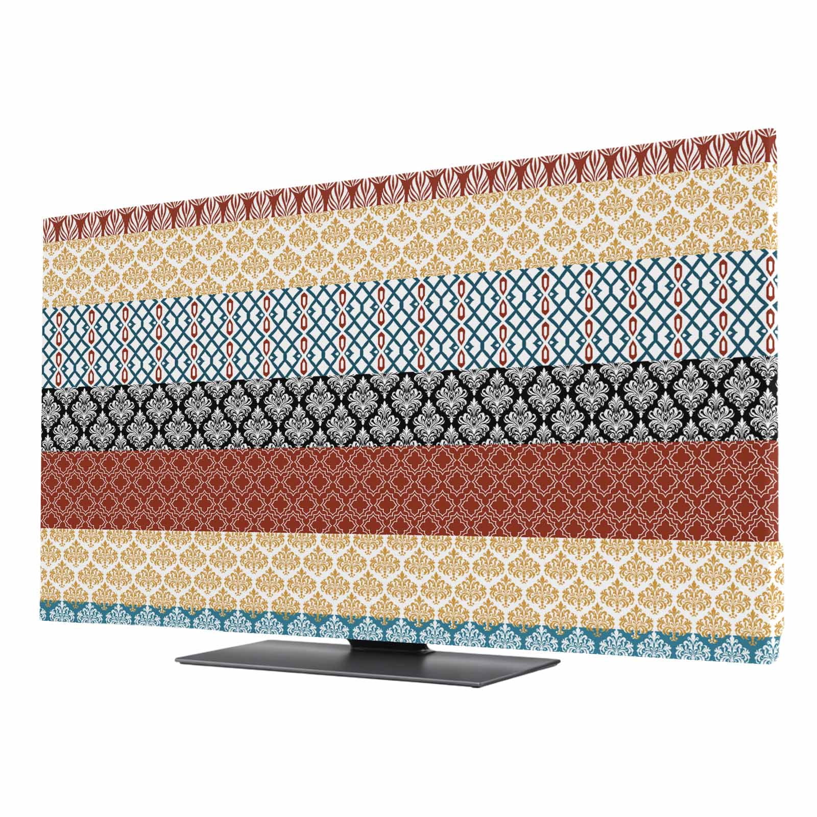 Boho Orange TV Cover for 85 Inch Screen,Stretch Fabric Dustproof TV ...