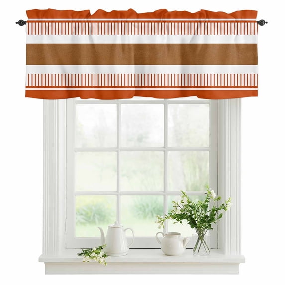 Boho Orange Valances for Windows, and Brown Striped Geometric Retro ...