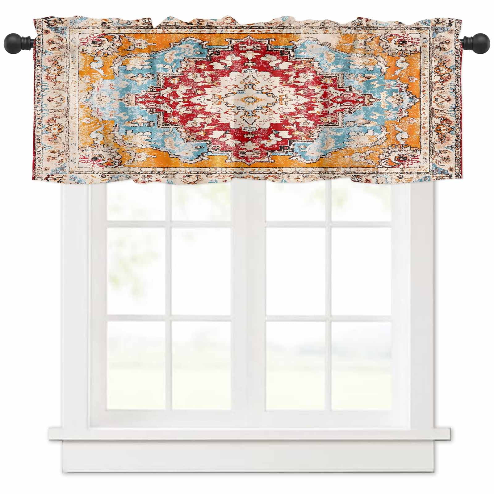 Boho Orange Valances for Windows Farmhouse Kitchen Curtains Valances ...