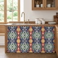 Boho Orange Yellow Navy Cabinet Curtains 32" W x 55" L Geometric ...
