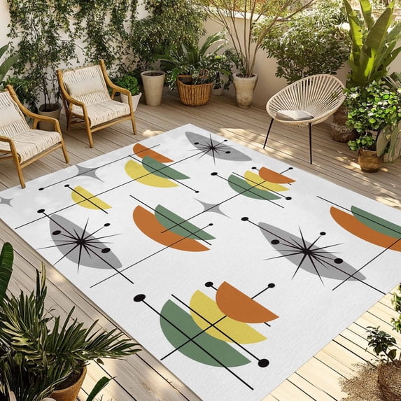 Boho Outdoor Rug, Abstract Art Non-Slip Area Rugs Carpet Breathable ...