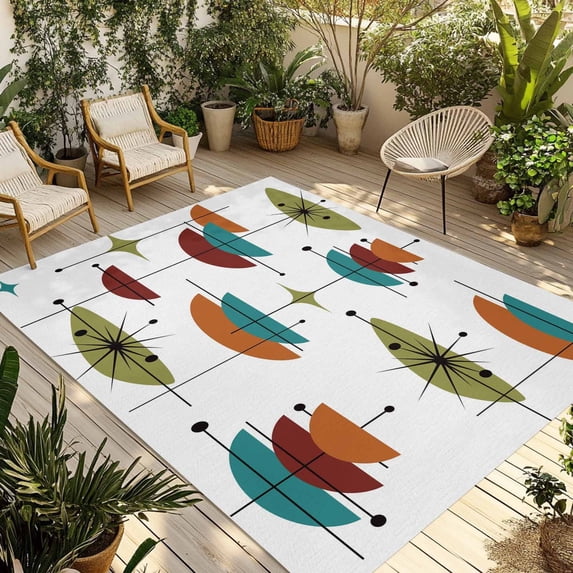 Boho Outdoor Rug, Abstract Art Non-Slip Area Rugs Carpet Breathable ...