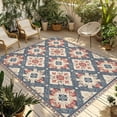 Boho Outdoor Rug, Vintage Geometric Diamond Floral Ethnic Style Red ...