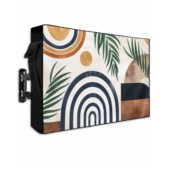 Boho Outdoor TV Cover 70 to 75 inch Leaf Geometric Neutral Mid Century ...