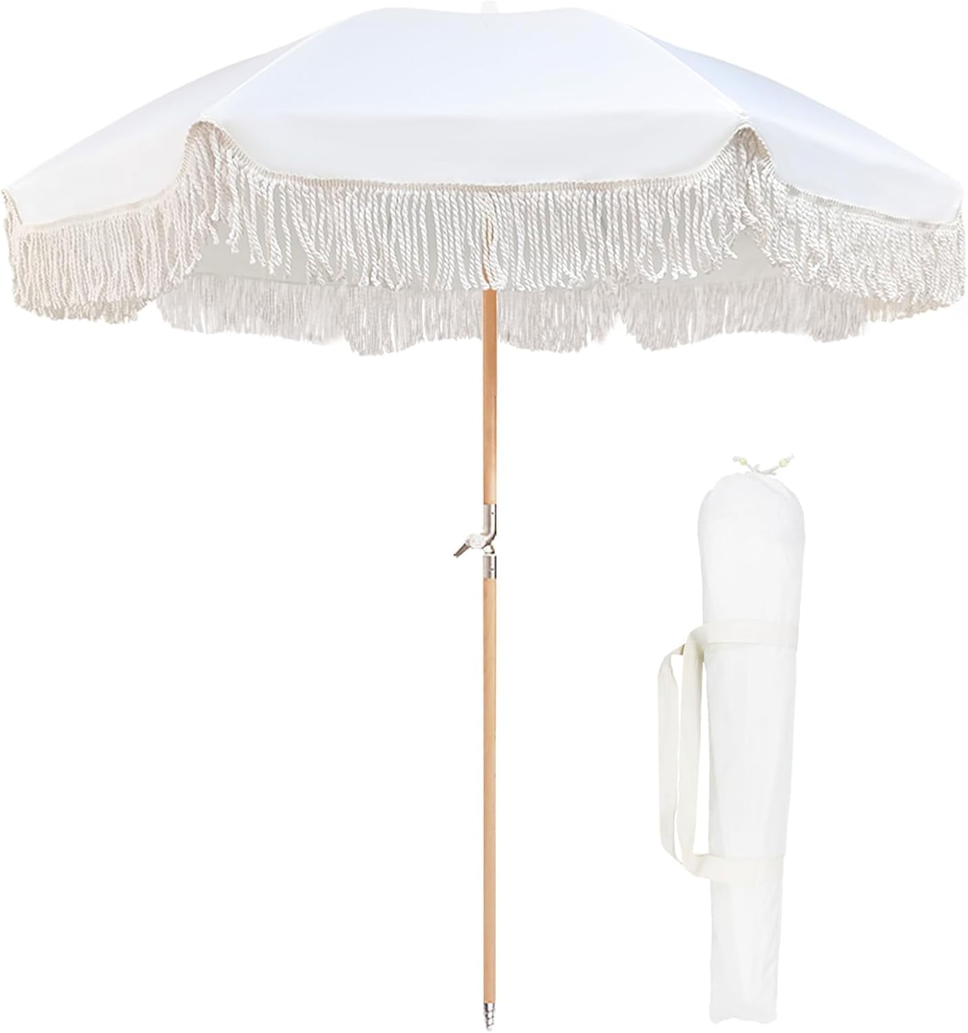 Boho Outdoor Umbrella with Tassels,6ft Table Umbrella Outdoor Patio ...