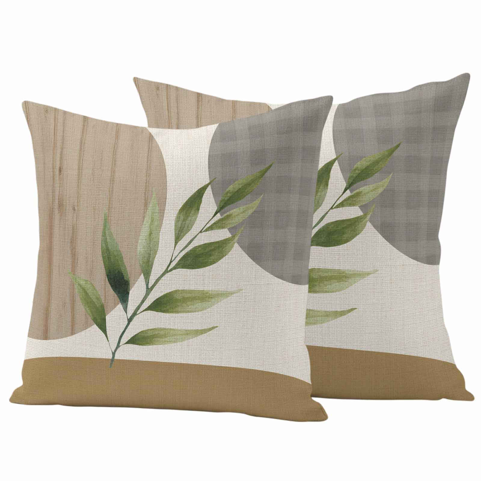 Boho Outdoor Waterproof Pillow Covers, Modern Art Leaves Abstract Brown ...