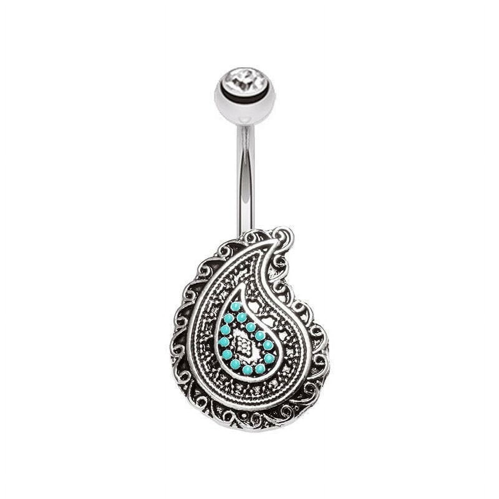 Boho Paisley Turquoise Belly Button Ring - Walmart.com