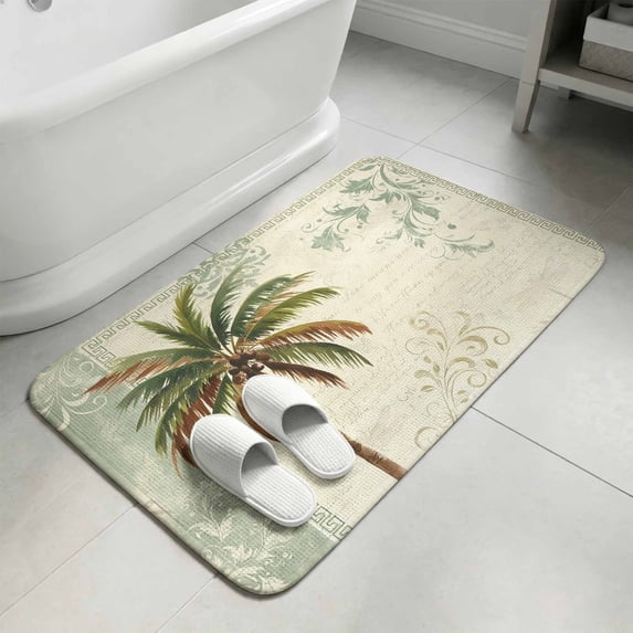 Boho Palm Tree Bathroom Rugs Non Slip Washable Bath Mat Absorbent Low ...