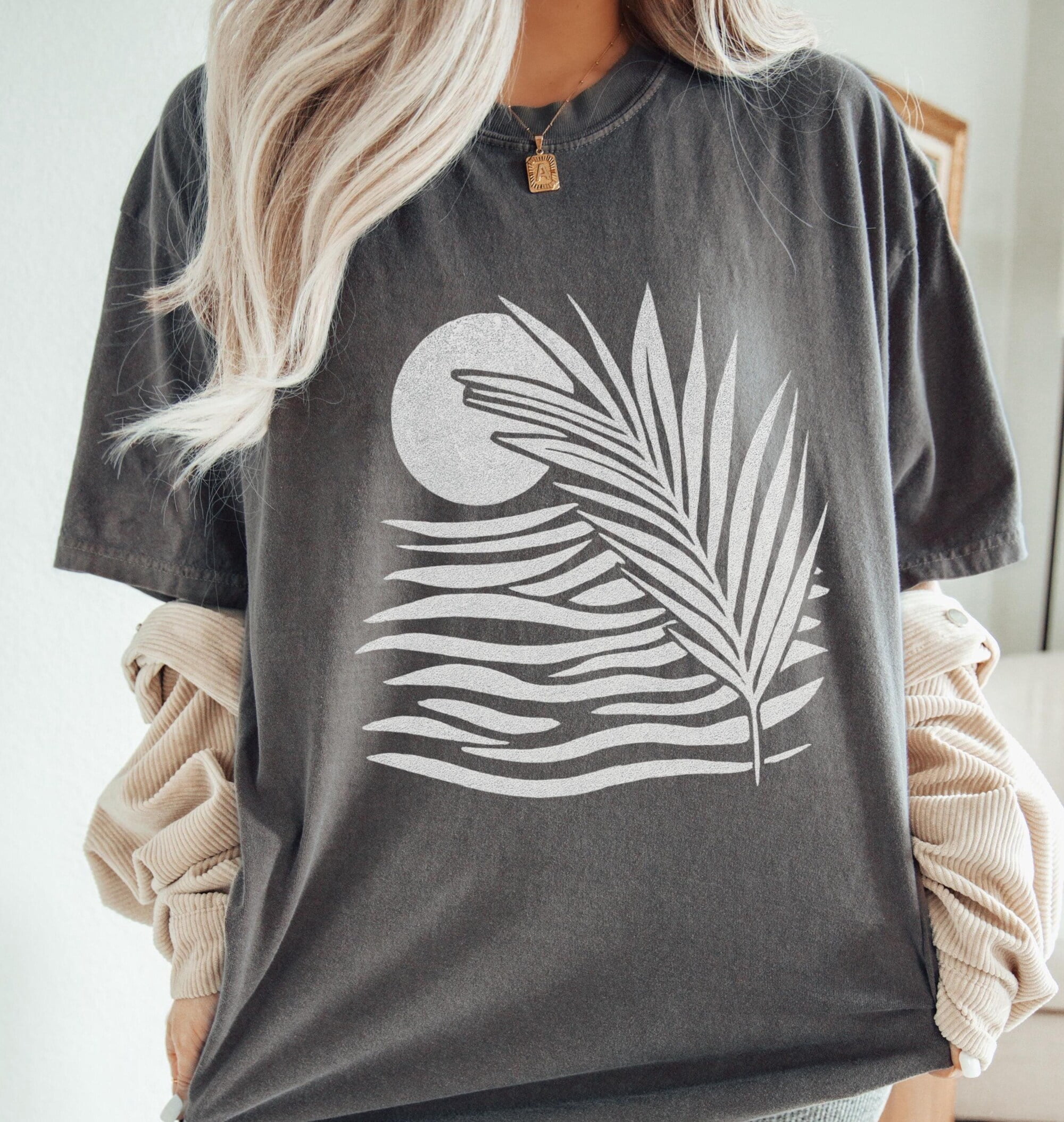 Boho Palm Tree Shirt Sunset Graphic Tee - Walmart.com