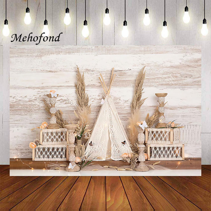 Boho Pampas Camp Tent Girl Birthday Party Cake Smash Portrait ration Backdrop Photo Studio ...