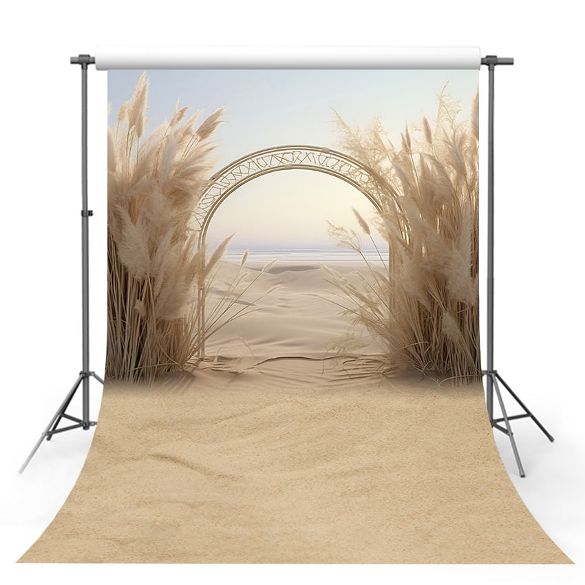 Boho Pampas Grass Floral Beach Kids Birthday Party Wedding Portrait r ...