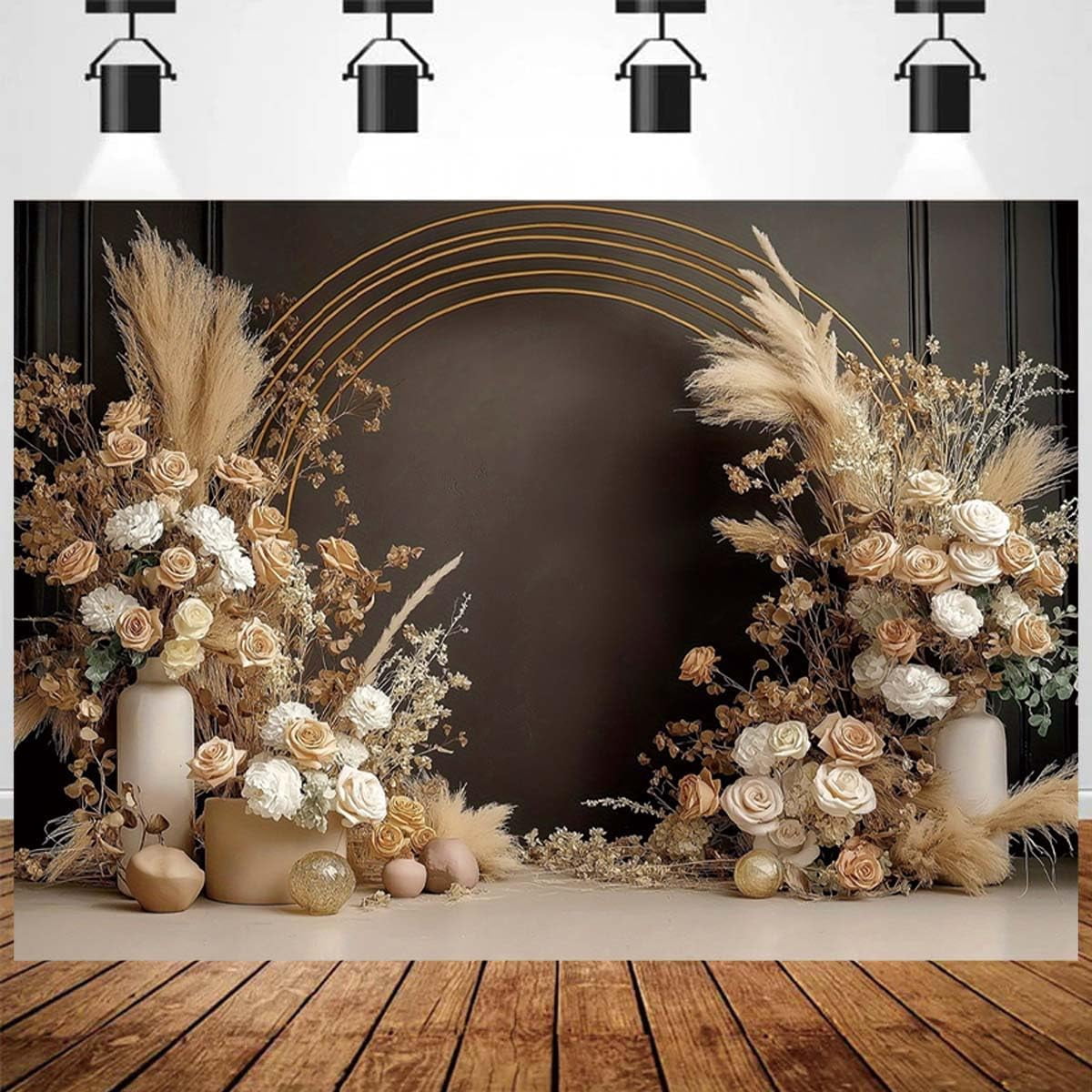 Boho Pampas Grass Floral Wall Photography Background for Baby Shower ...