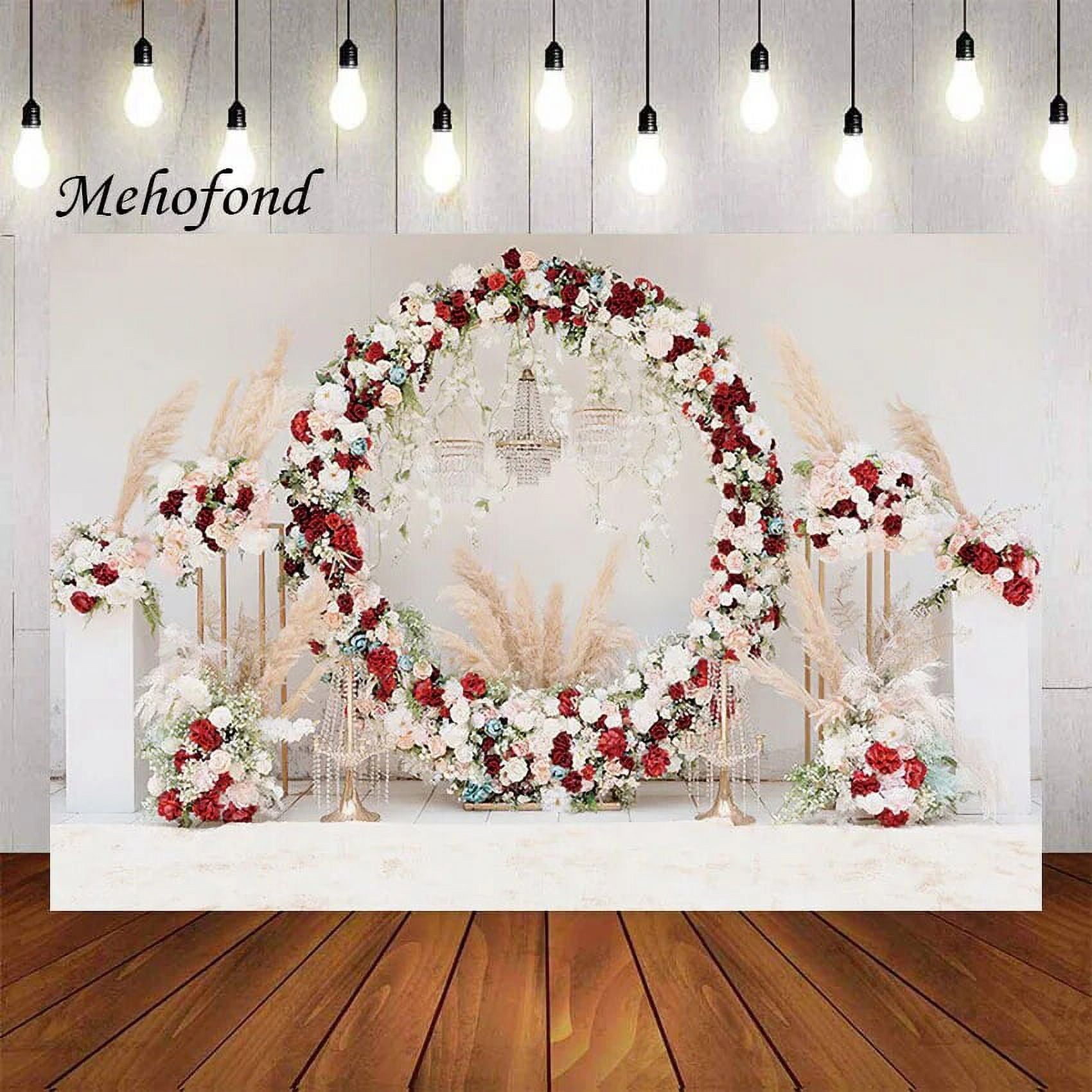 Boho Pampas Romantic Wedding Party Wreath Rose Floral Bridal Shower r ...
