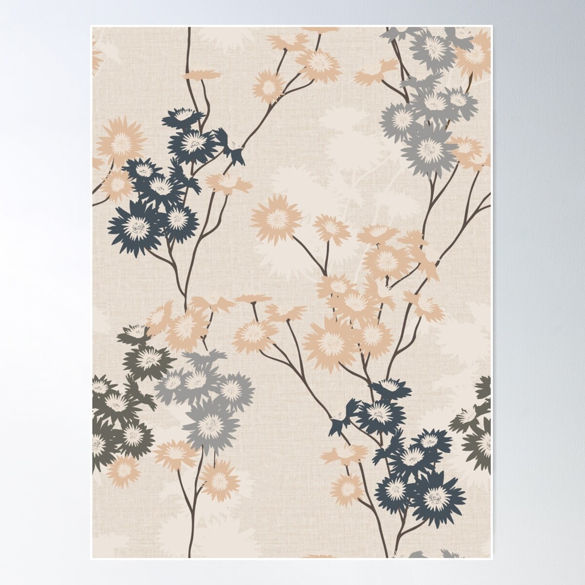Boho Paper Daisies Australian Flowers In Blue, Peach And Green By Erin ...