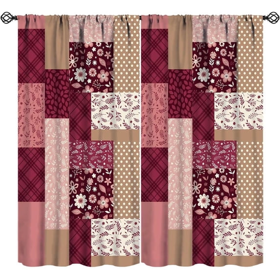 Boho Patchwork Blackout Curtains Vintage Bohemian Colourful Wildflowers ...