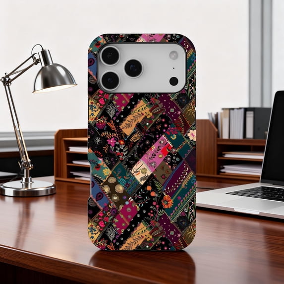 Boho Patchwork Floral Vibrant Eclectic Phone Case iPhone 17 through 11 ...