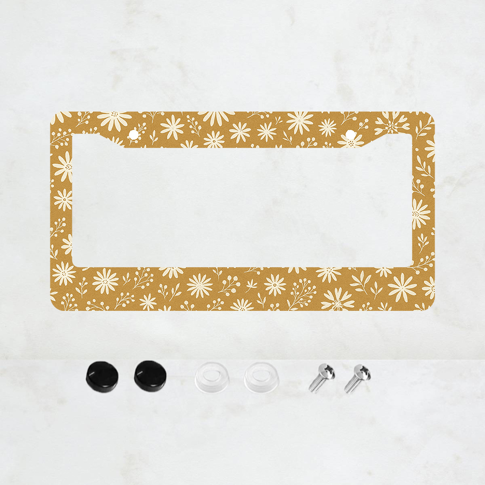 Boho Pattern License Plate Prame Aluminum Rust-Proof Auto Parts License ...