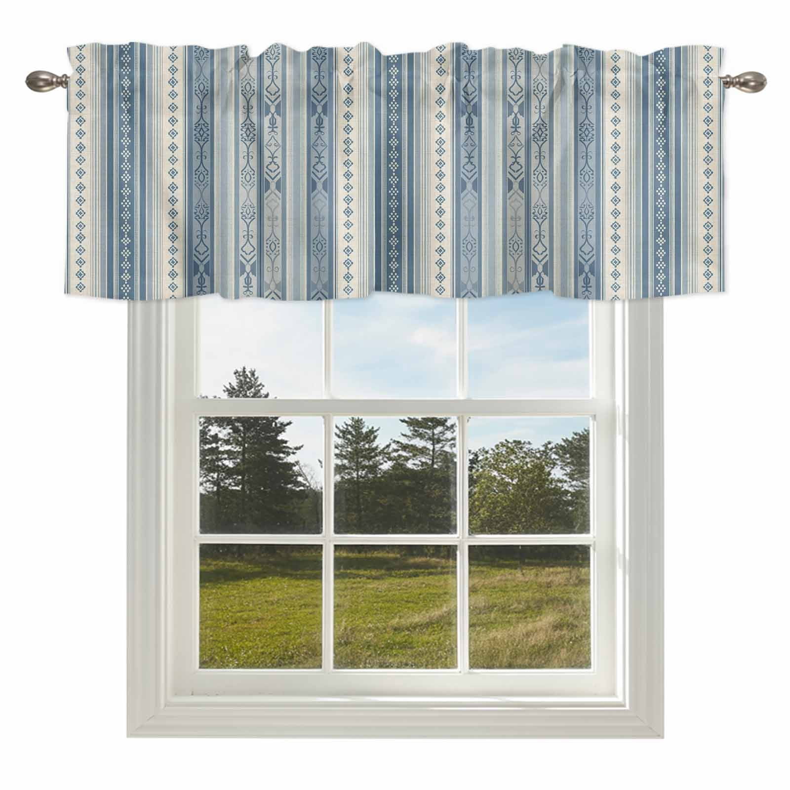 Boho Pattern on Retro Stripe Valances for Windows Geometric Line on ...