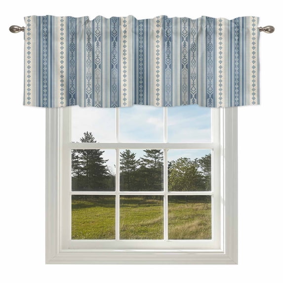 Boho Pattern on Retro Stripe Valances for Windows Geometric Line on ...