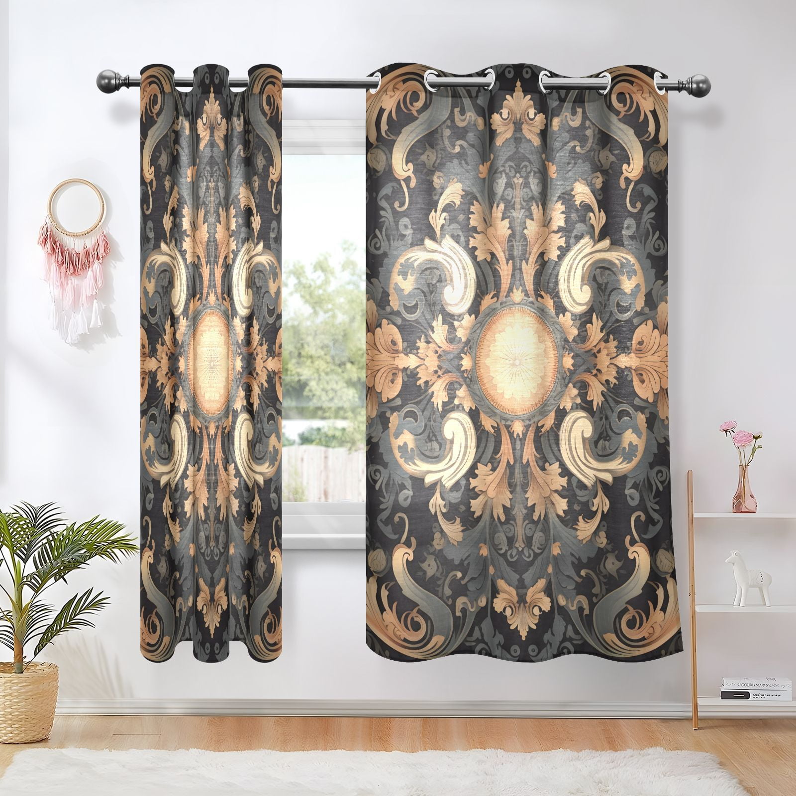 Boho Pattern Tribal Blackout Curtains Thermal Insulation 63 inch ...