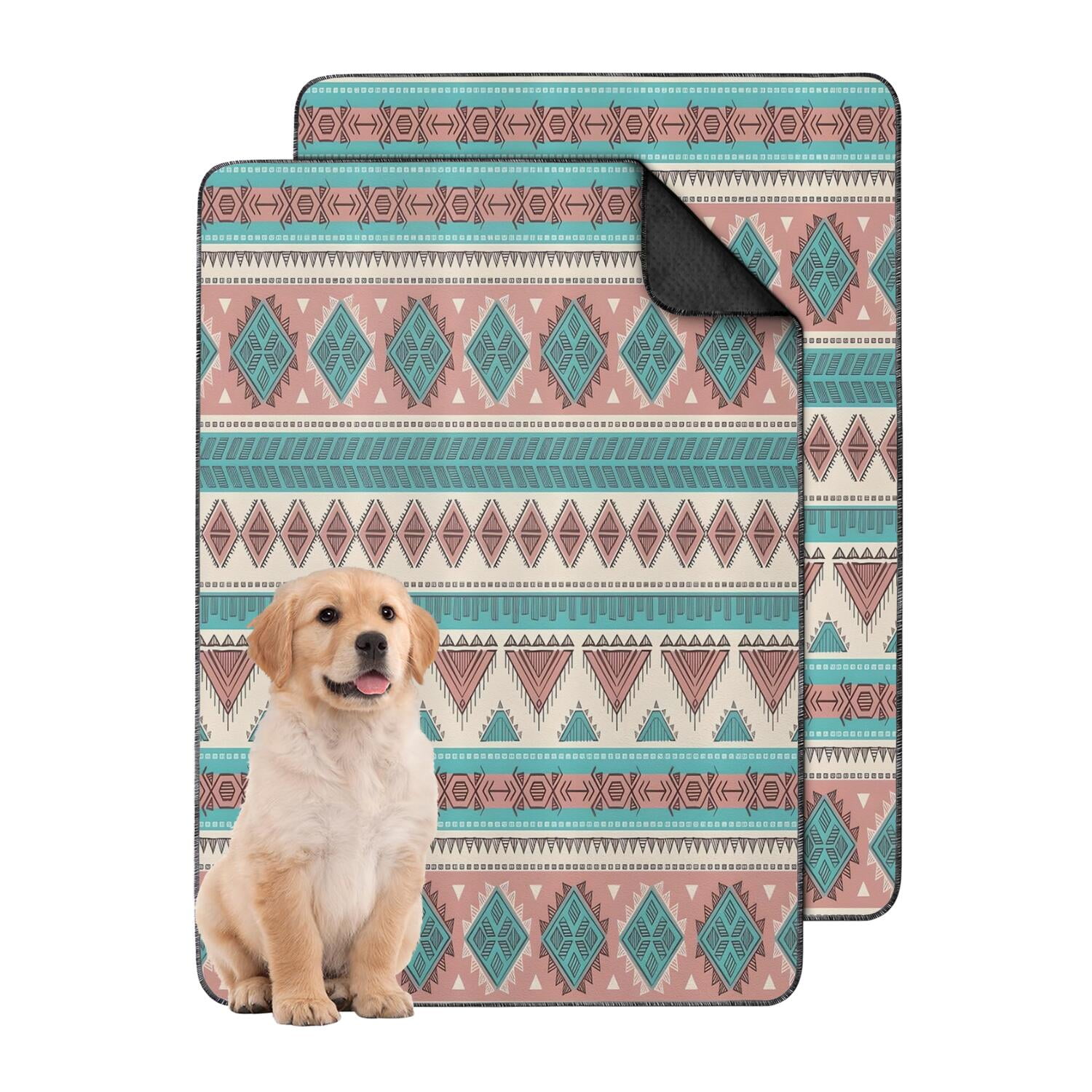Boho Pattern Washable Pee Pads, Large 24x36 Inch Reusable Dog Mat with ...