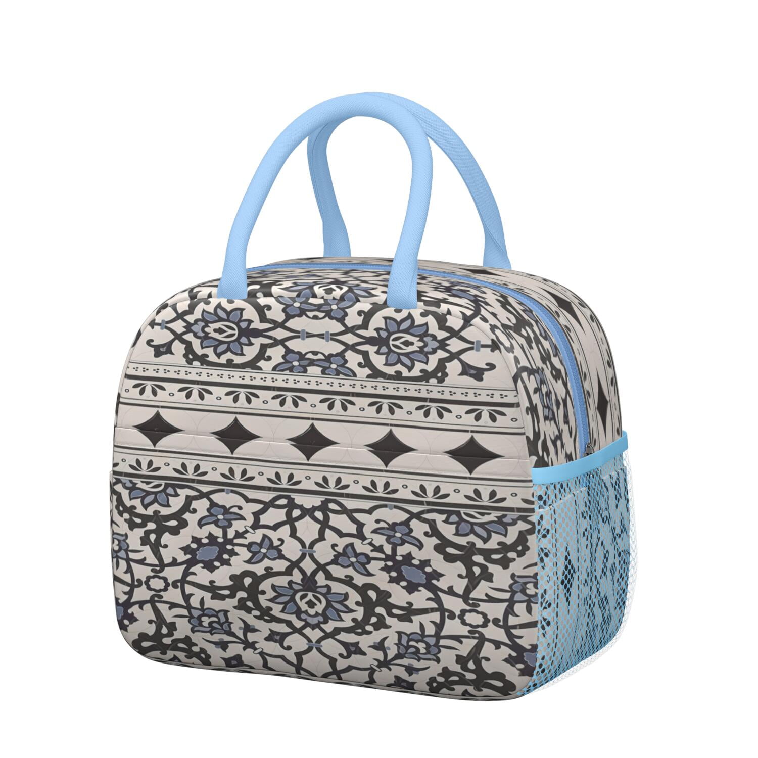 Boho Patterned Insulated Lunch Bag for Adults, Earthy Style Reusable ...