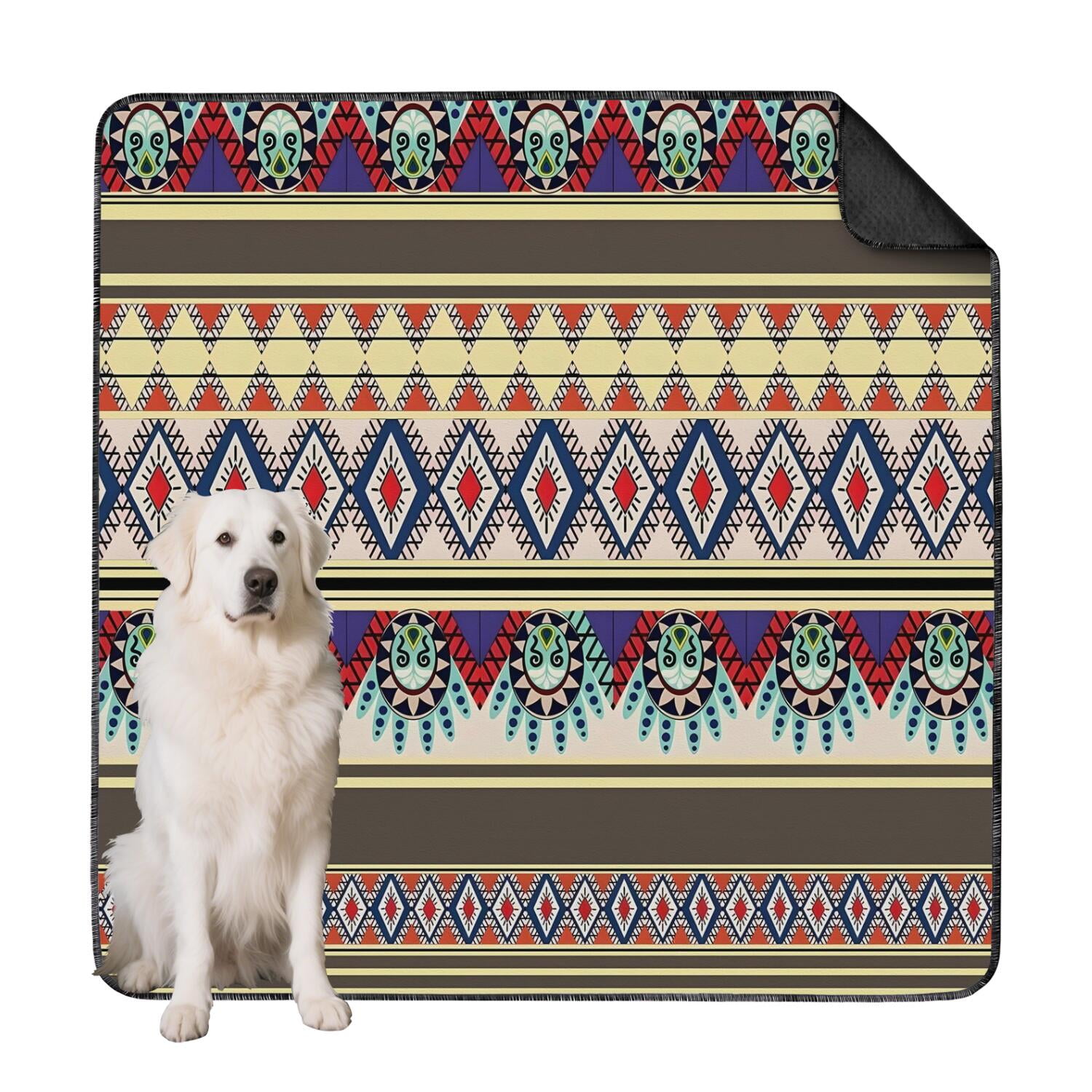 Boho Patterned Washable Dog Pee Pad, Jumbo 72x72 Non-Skid Potty ...