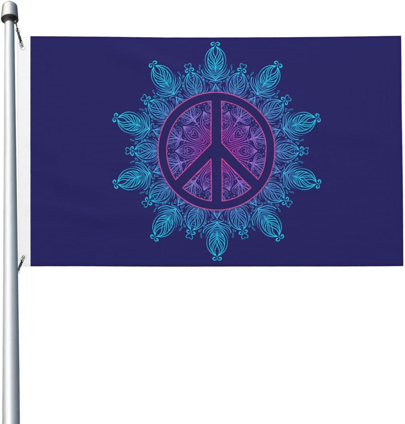 Boho Peace Sign Flag, 3Ply Polyester Heavy Duty Double Sided Banner ...