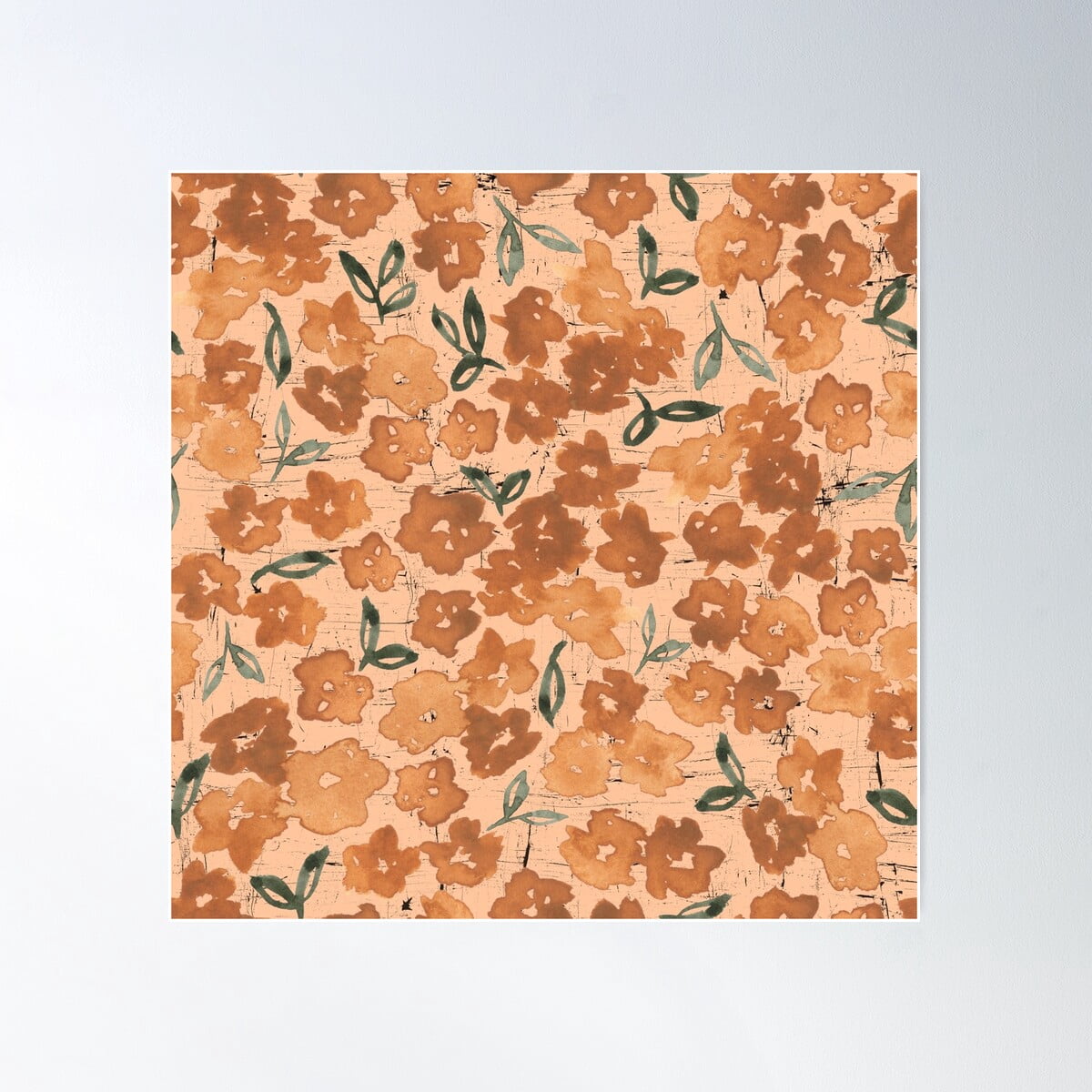 Boho Peach Mums Poster Wall Art, Modern Wall Decor For Living Room ...