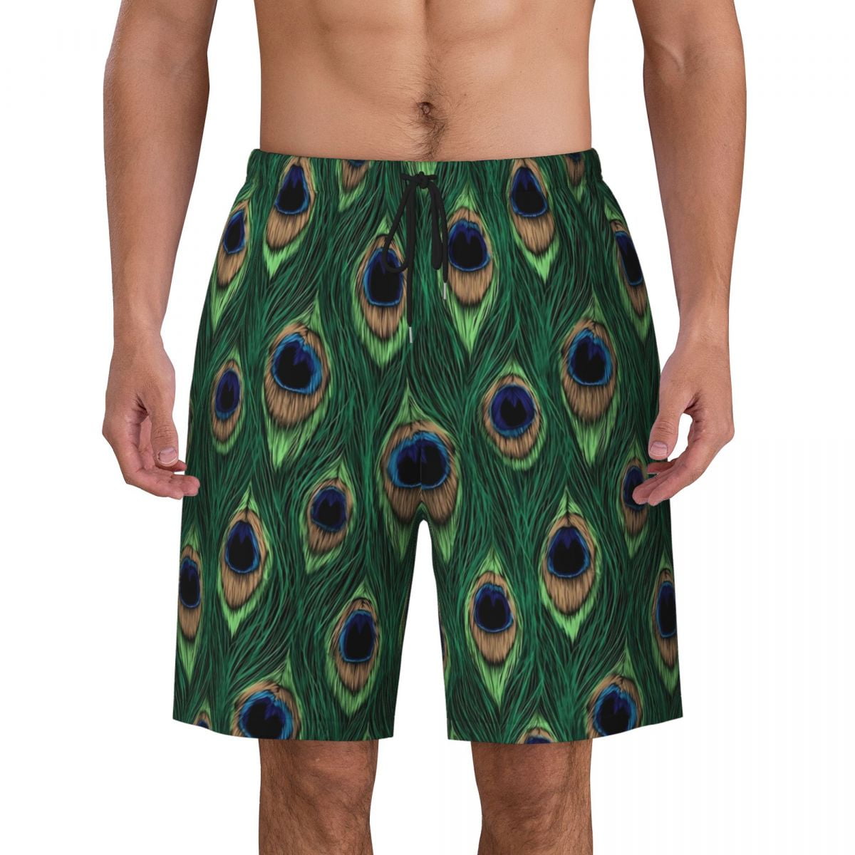 Boho Peacock Board Shorts Summer Flower Sports Fitness Beach Short ...