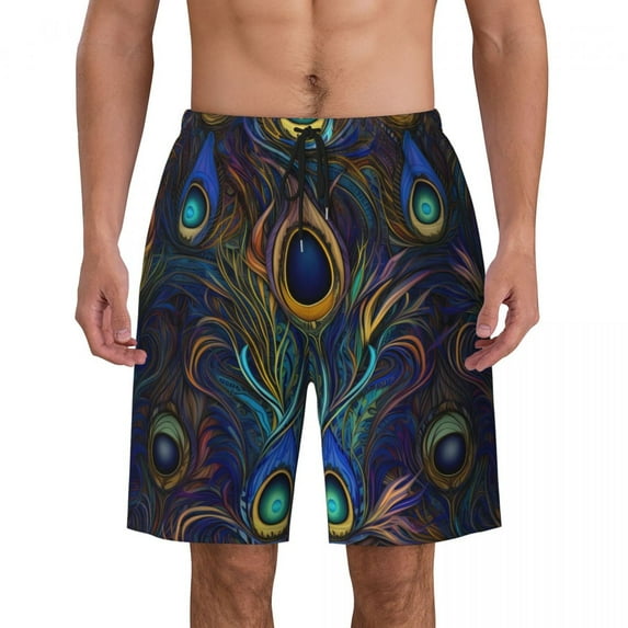 Boho Peacock Board Shorts Summer Flower Sports Fitness Beach Short ...