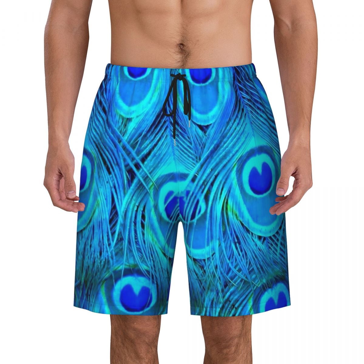 Boho Peacock Board Shorts Summer Flower Sports Fitness Beach Short ...