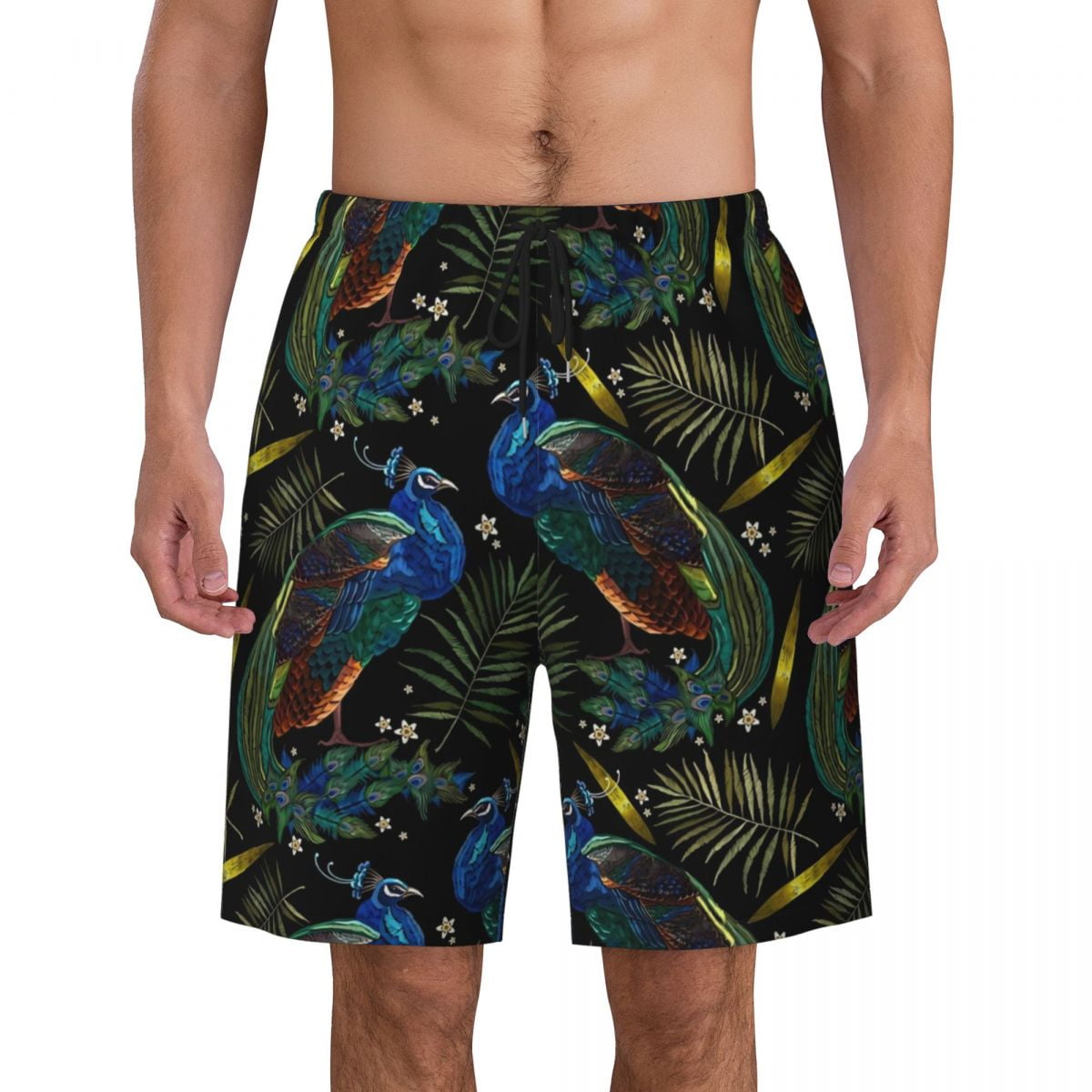 Boho Peacock Board Shorts Summer Flower Sports Fitness Beach Short ...