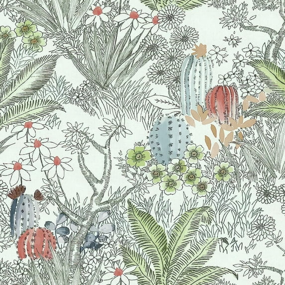 Boho Peel and Stick Wallpaper Catus Wallpaper 17.7" x 118.1"Vintage ...