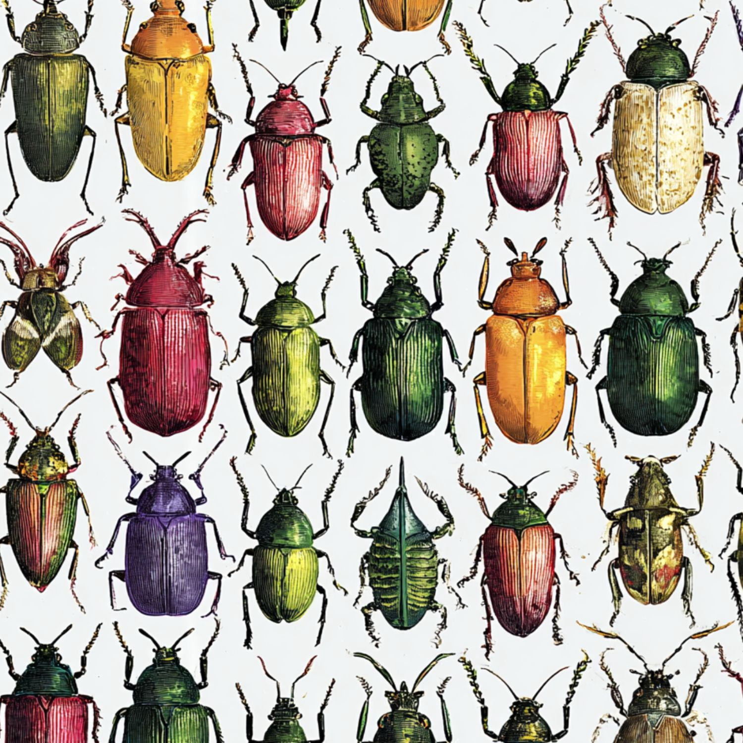 Boho Peel and Stick Wallpaper Colorful Beetle Collection Detailed ...