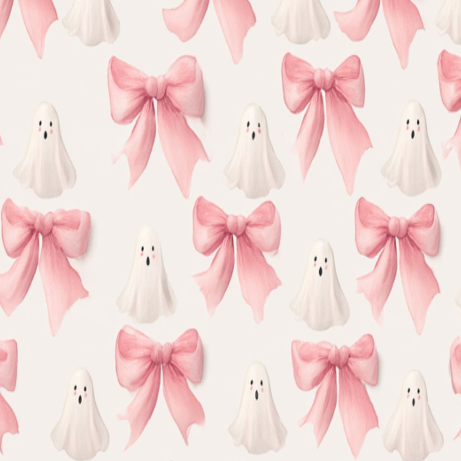Boho Peel and Stick Wallpaper Cute Ghosts Pink Bows Design Contact Paper 23.6in x 9.8ft ...