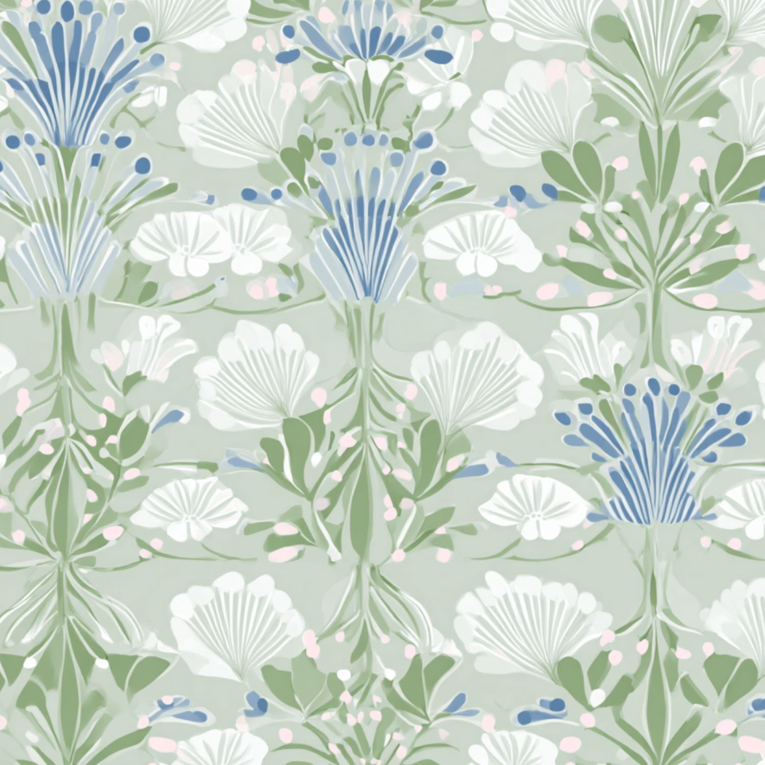 Boho Peel and Stick Wallpaper Sage Green Floral Geometric Seamless ...
