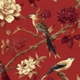 Boho Peel and Stick Wallpaper Vintage Floral Birds Red Contact Paper 17 ...