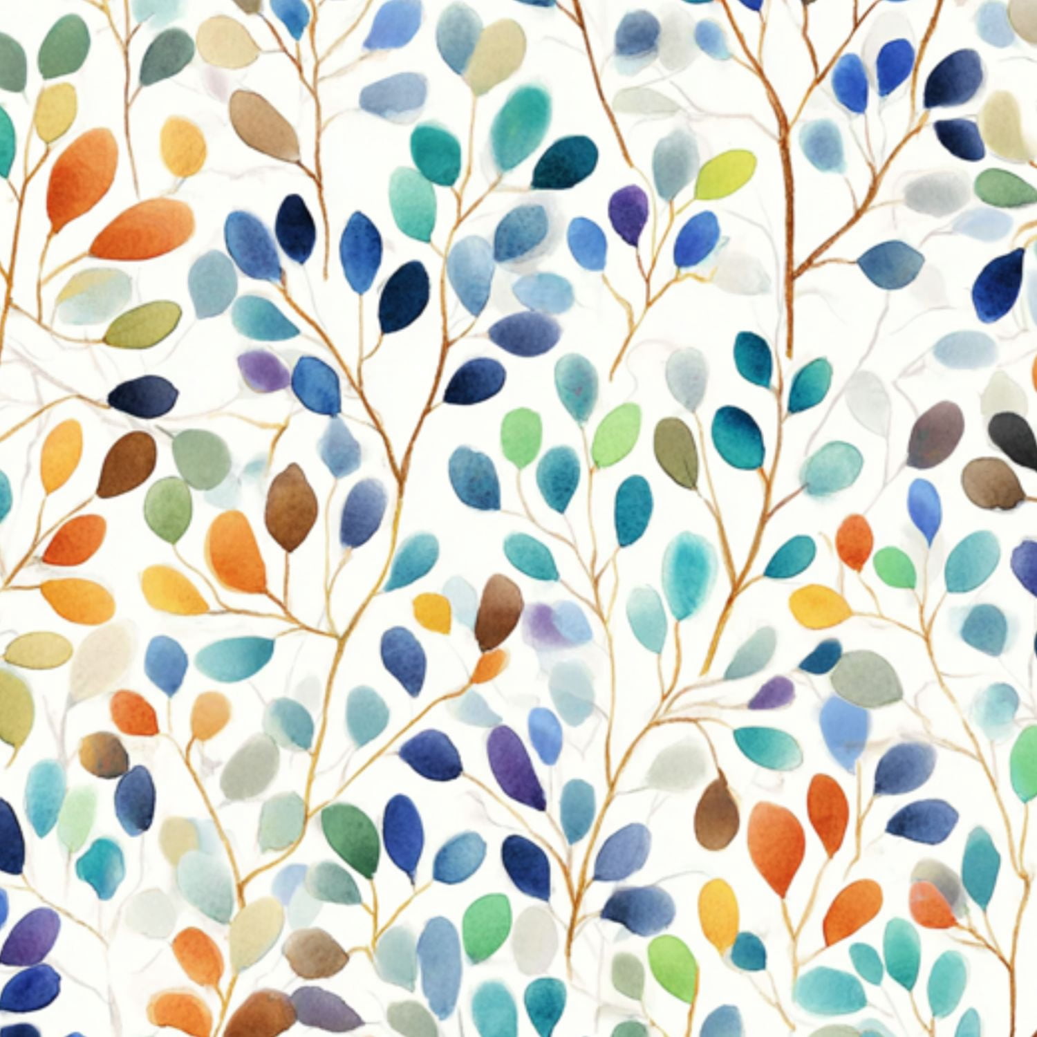 Boho Peel and Stick Wallpaper Watercolor Colorful Branches Leaves White ...