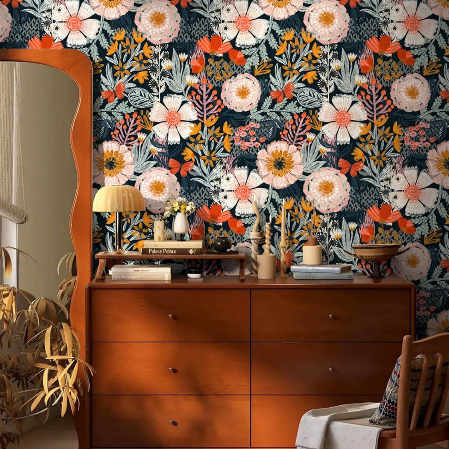 Boho Peel and Stick Wallpaper Floral Wall Paper Removable for Bedroom ...