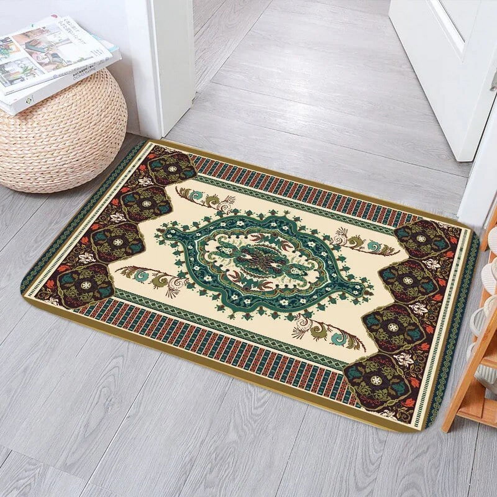 Boho Persian Rug Pattern Kitchen Bath Entrance Door Mat Seude Velvet ...