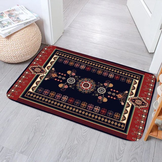 Boho Persian Rug Pattern Kitchen Bath Entrance Door Mat Seude Velvet ...