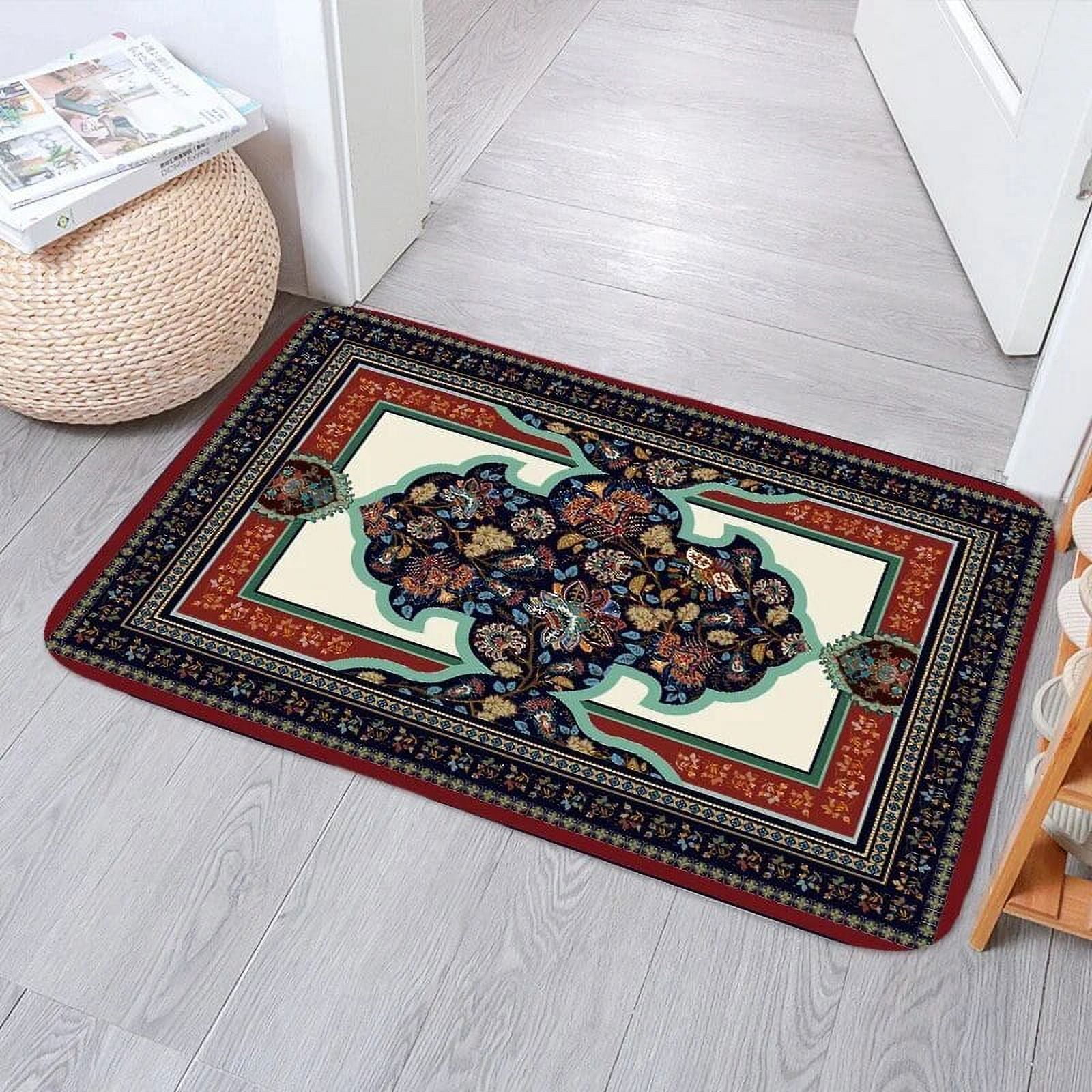 Boho Persian Rug Pattern Kitchen Bath Entrance Door Mat Seude Velvet ...